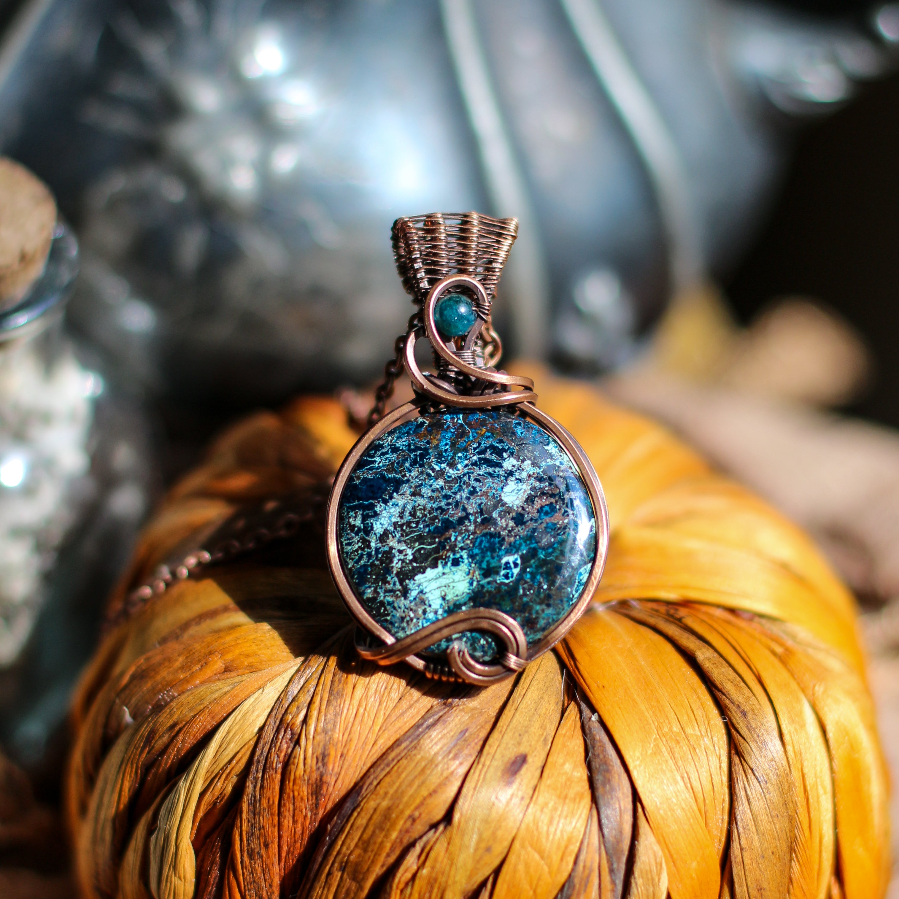 RARE Dark Blue Shattuckite Necklace (Aged Copper) – Handmade By Hawes